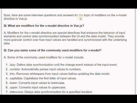 25 What are the supported modifiers on model in Vuejs explain with example - YouTube