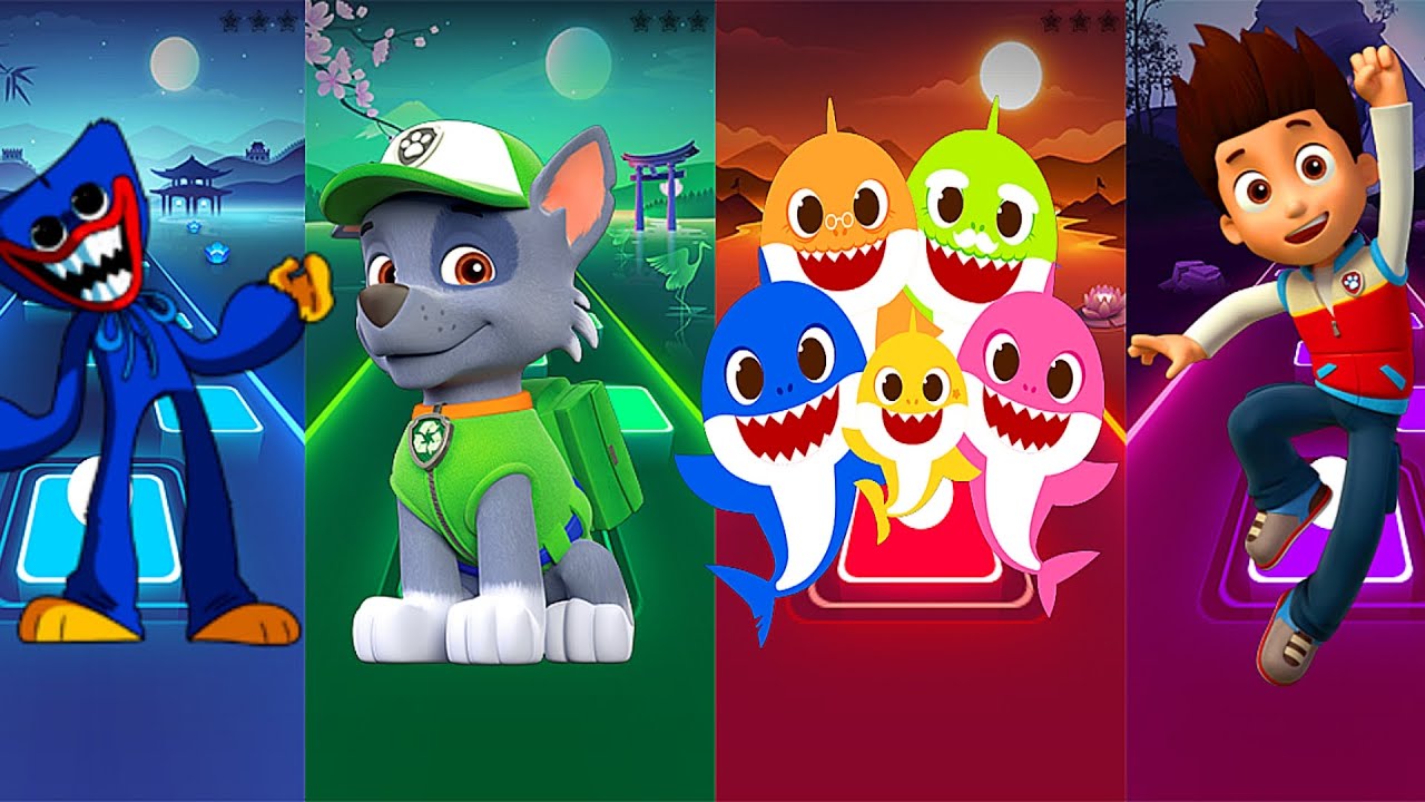 Poppy Playtime VS Paw Patrol Roky VS Baby Shark VS Rider - Tiles Hop ...