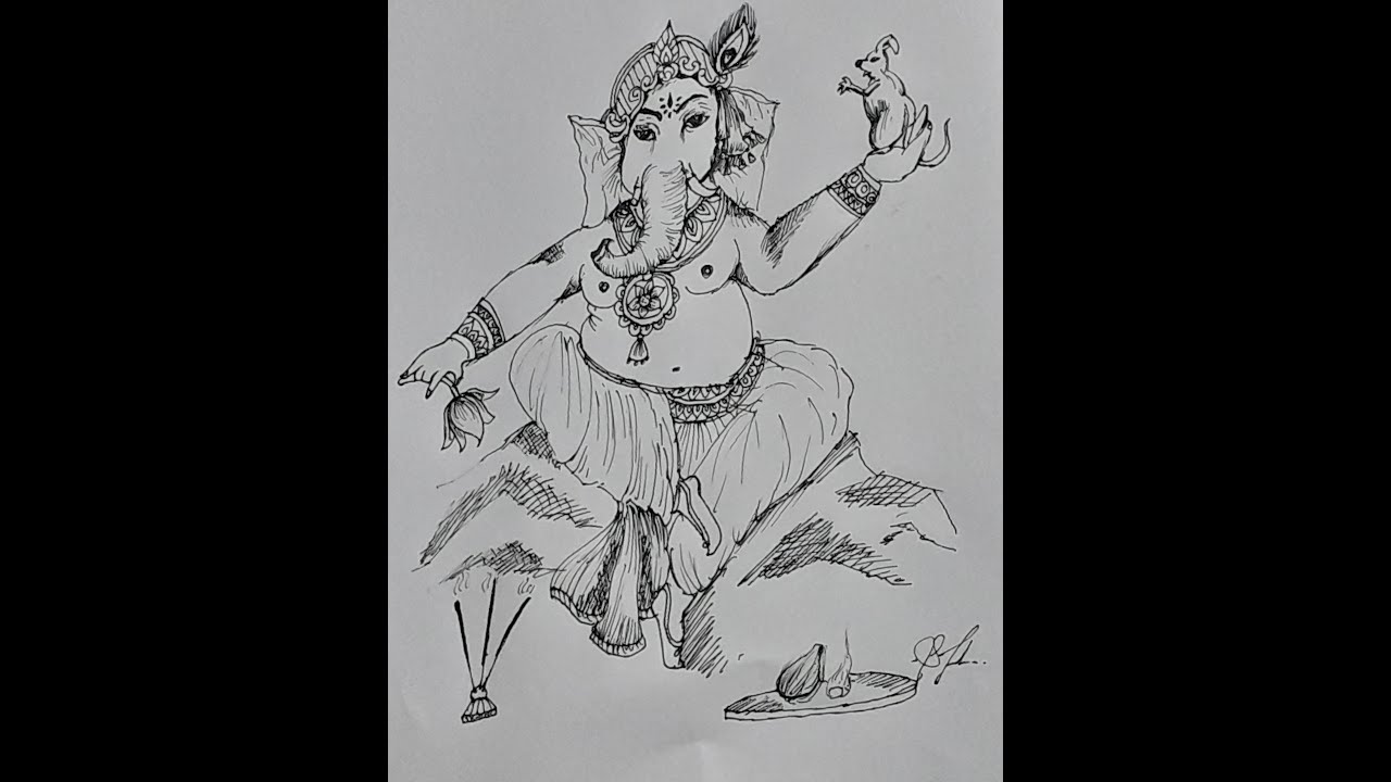 How to Draw Ganesha sketch easily for Beginners - YouTube