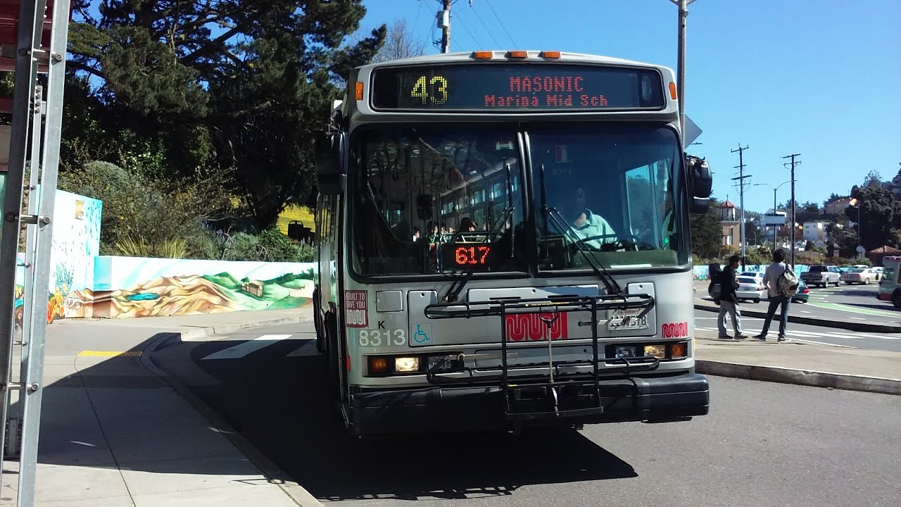 SF Muni 2002 Neoplan AN440 #8313 on Route 43 with 8780 Weird Sign - YouTube