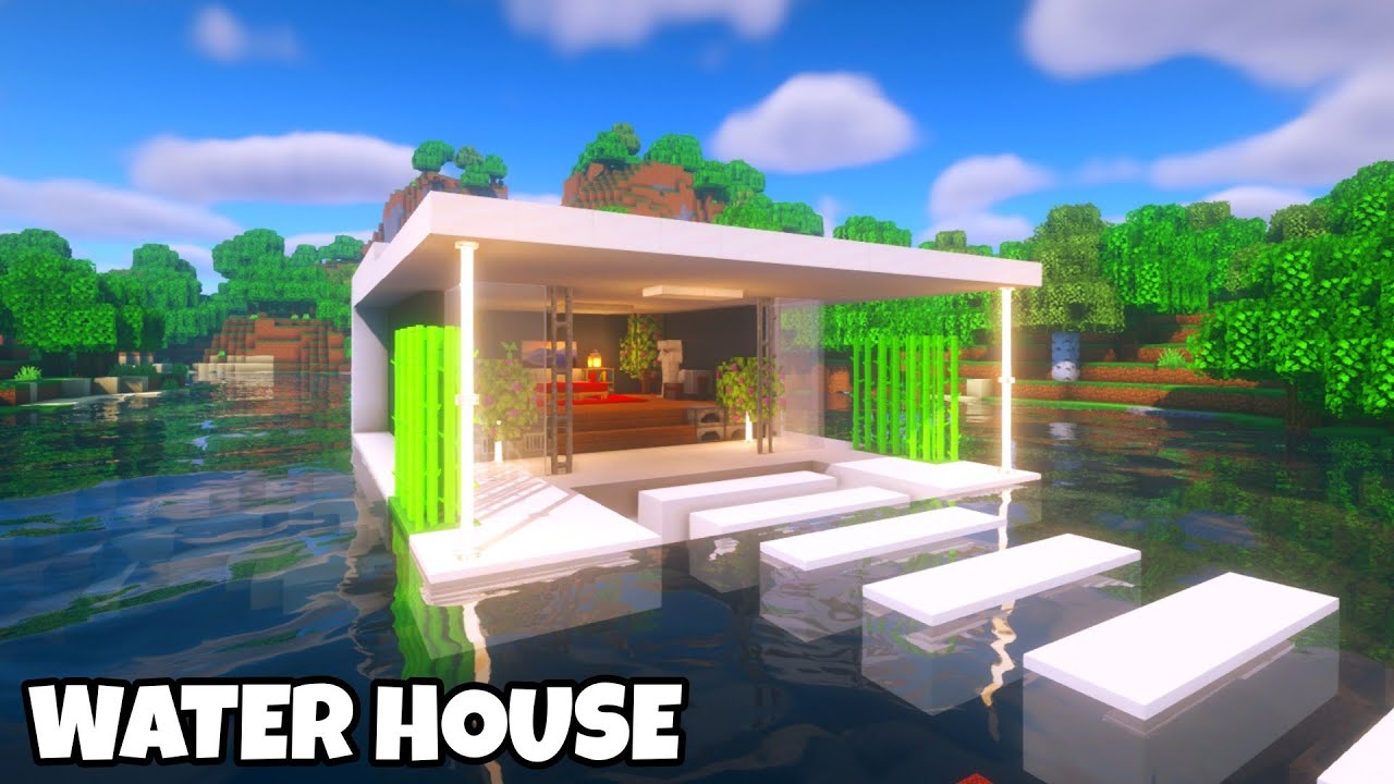 Modern House on Water (Water Modern House) Tutorial in Minecraft - YouTube