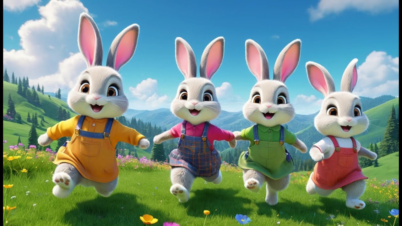 Five Little Bunnies Jumping on the Ground Rhyme Song | Popular Rhyme ...