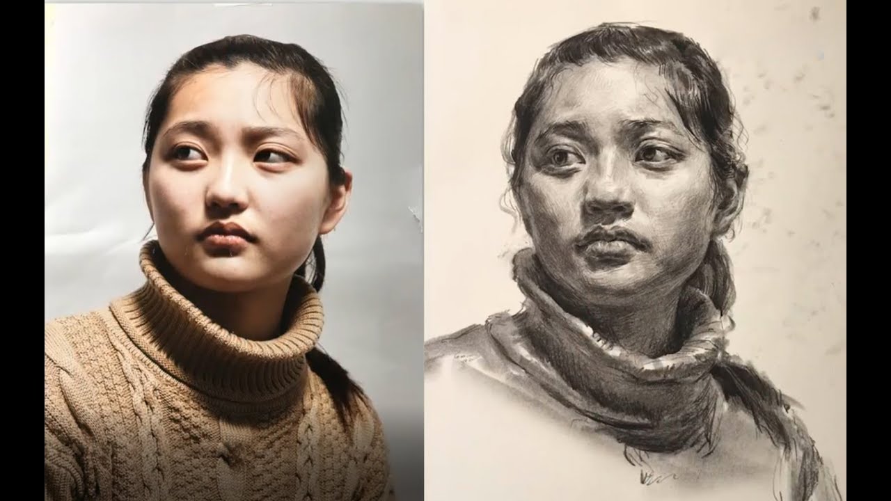 Drawing step by step how to draw girl portrait - YouTube