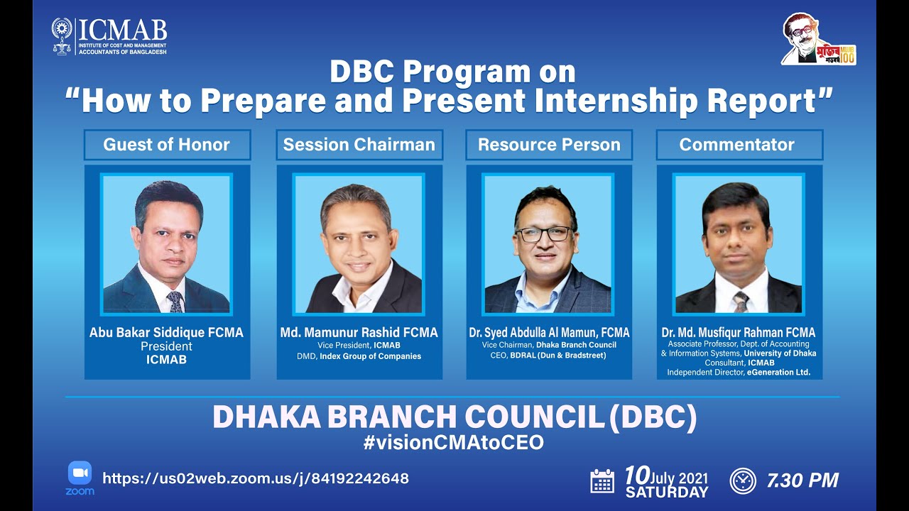 DBC Program on " How to Present Internship Report" - YouTube