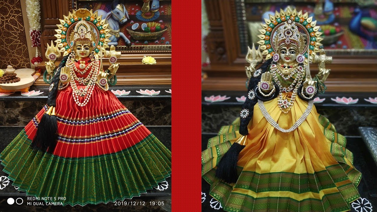 DEVI FULL ALANKARAM |Durga Pooja| Saree Draping| Navaratri| Dussehra ...