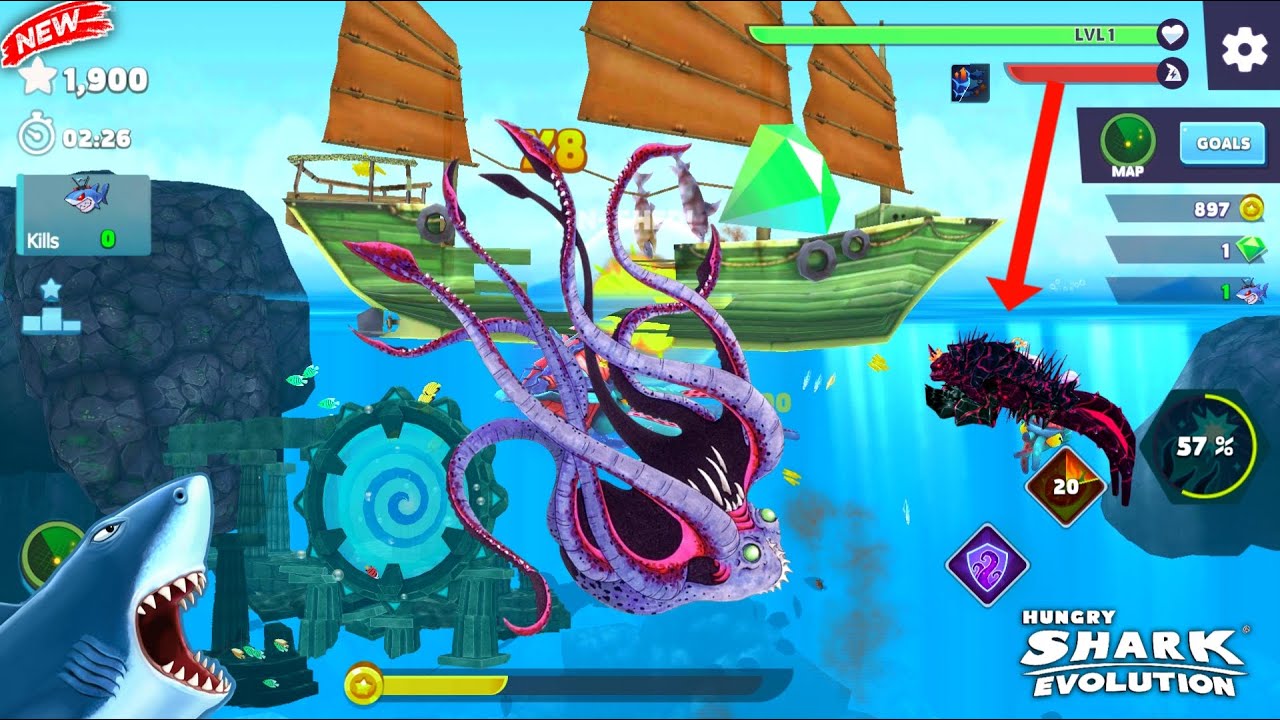 Hungry Shark - Enemy Kraken Unlocked | New Kraken Shark Gameplay 2025 ...