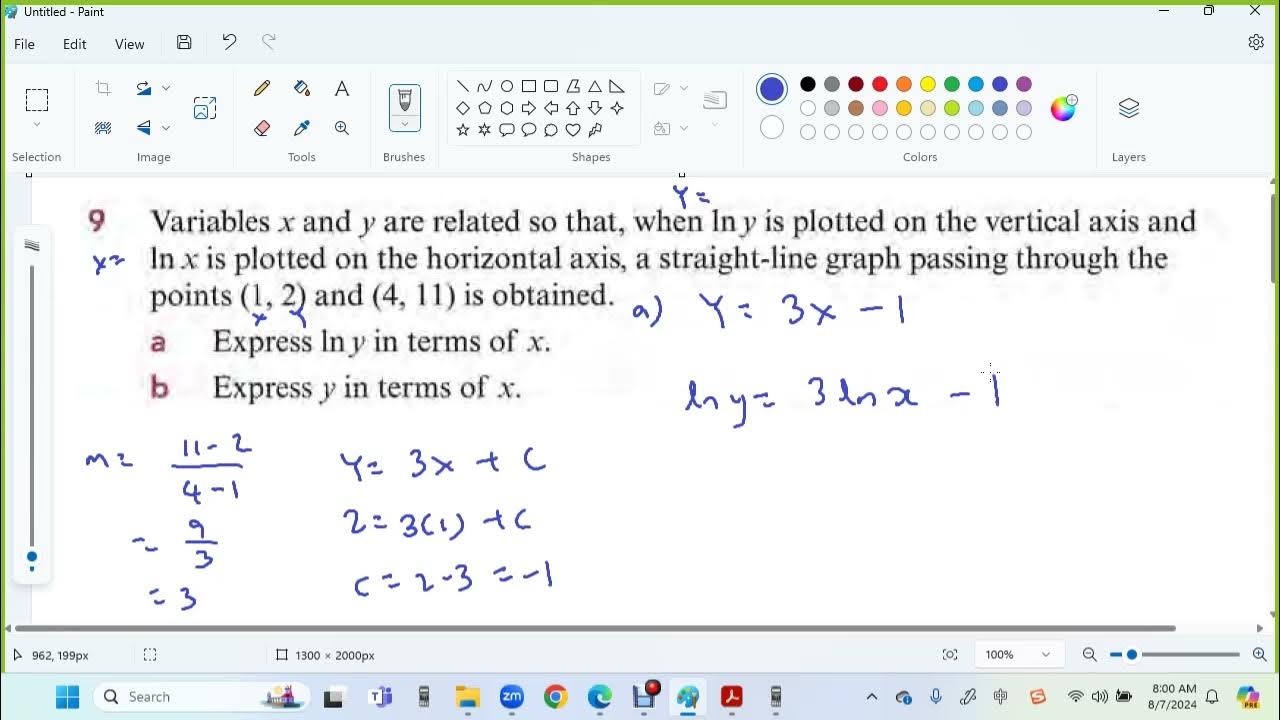 6 6 Converting from linear form to a non linear equation Q 9 - YouTube