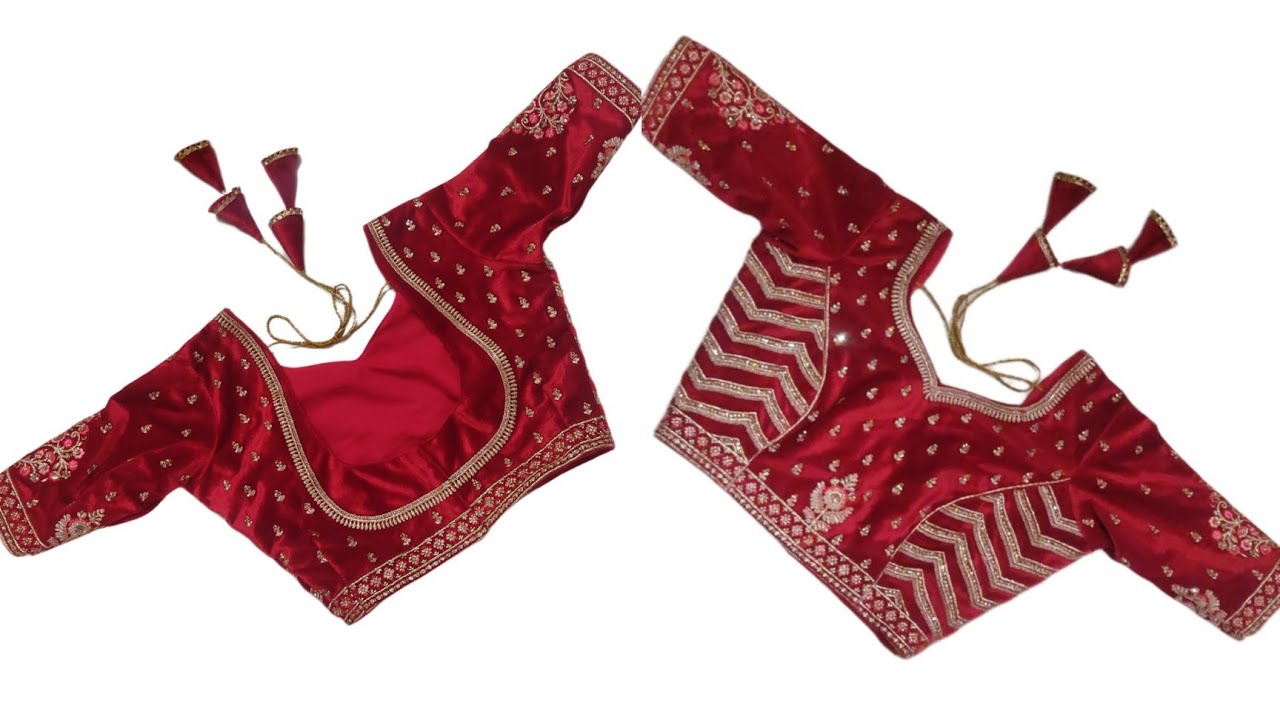 embroidery blouse back neck design cutting and stitching - YouTube