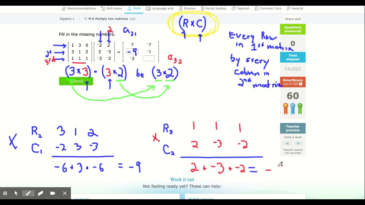 IXL - Multiply two matrices (Algebra 1 practice) - YouTube