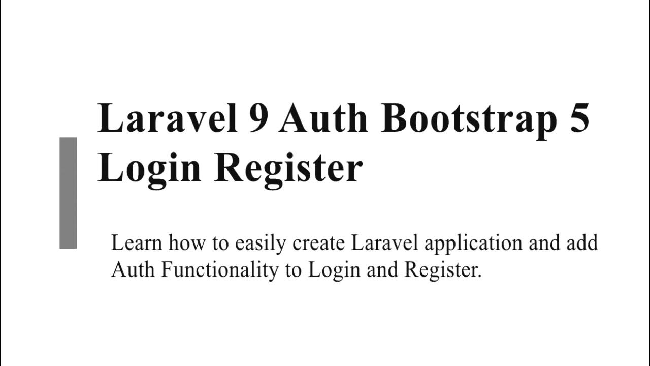 Laravel 9 Auth Bootstrap 5 Login Register | Step by Step for Beginners | Laravel User Auth - YouTube