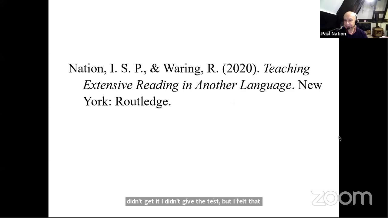 Paul Nation: Extensive reading and vocabulary learning – before and ...