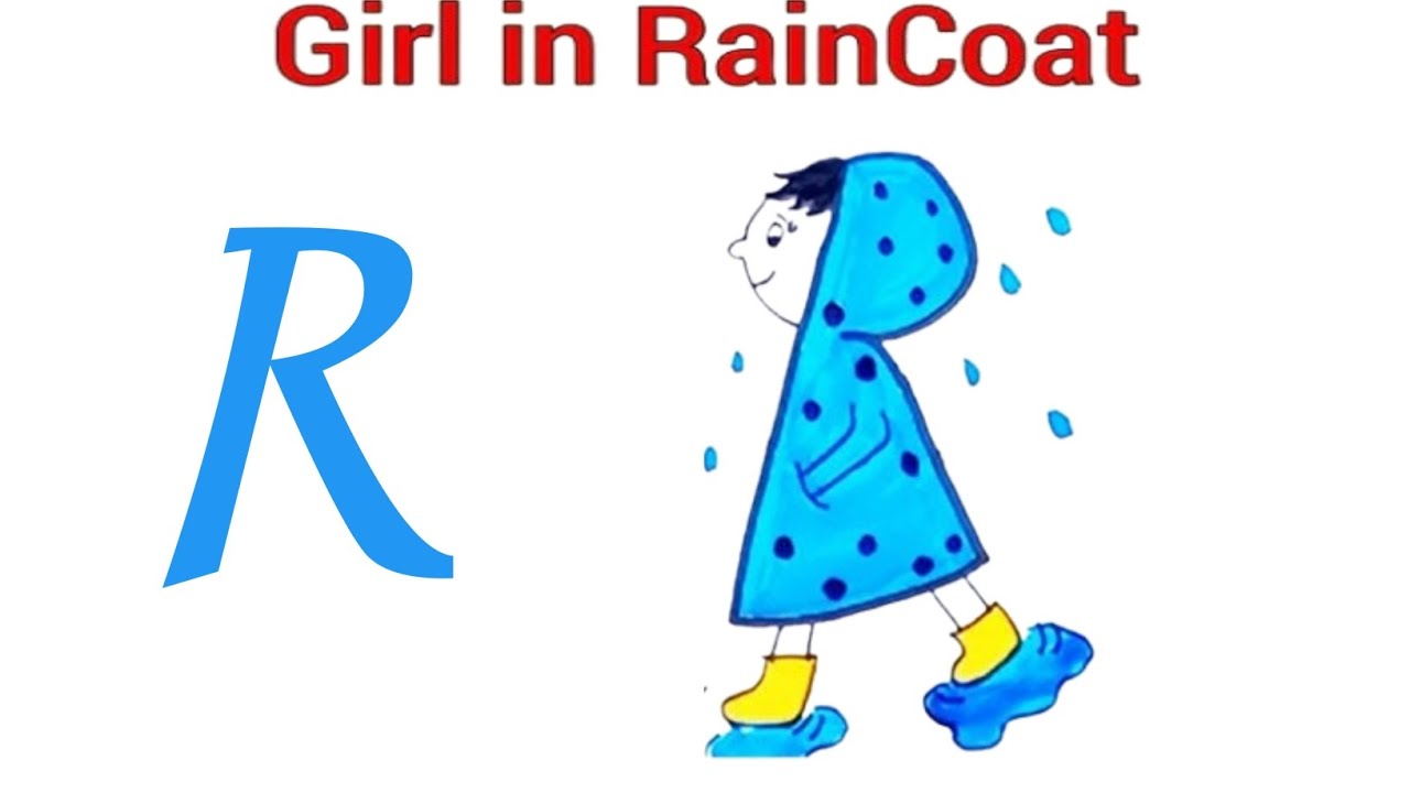 Girl drawing # drawing for kids # girl with raincoat drawing # raincoat ...