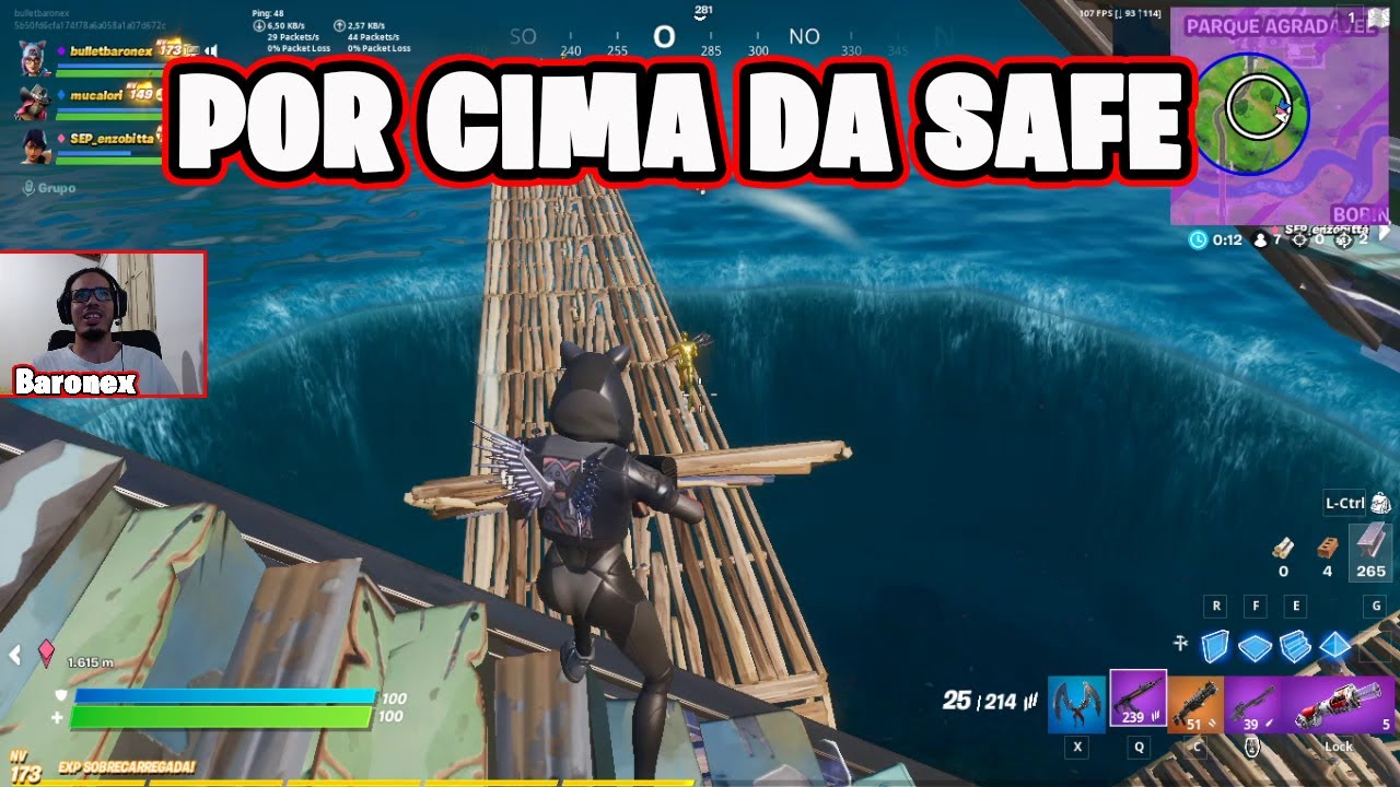 FORTNITE / SKYBASE EM CIMA DA NOVA SAFE DE ÁGUA / BARONEX GAMEPLAY ...