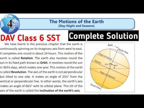 Motions of the Earth Question Answer | Dav Class 6 SST Chapter 4 ...