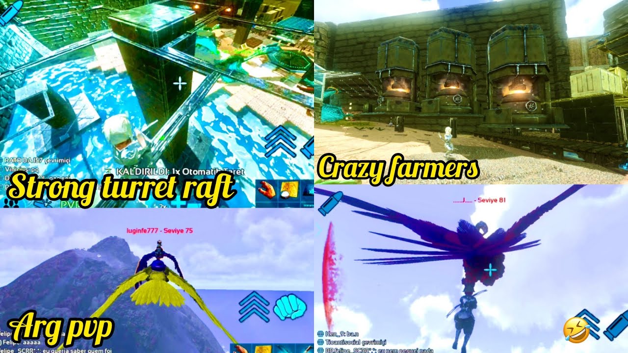 Ark mobile | pvx | pvp | how to make strong turret raft | farm | pvx ...