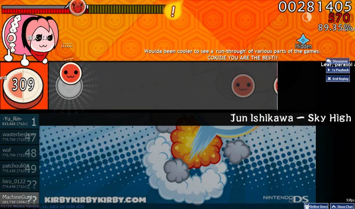 Taiko (Osu) Sky high Full combo + hidden - YouTube