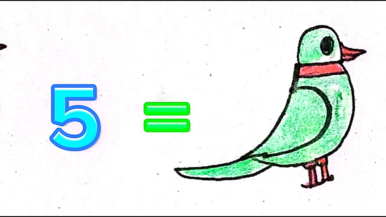 How to draw parrot drawing // Parrot Drawing from number 5 | Parrot ...