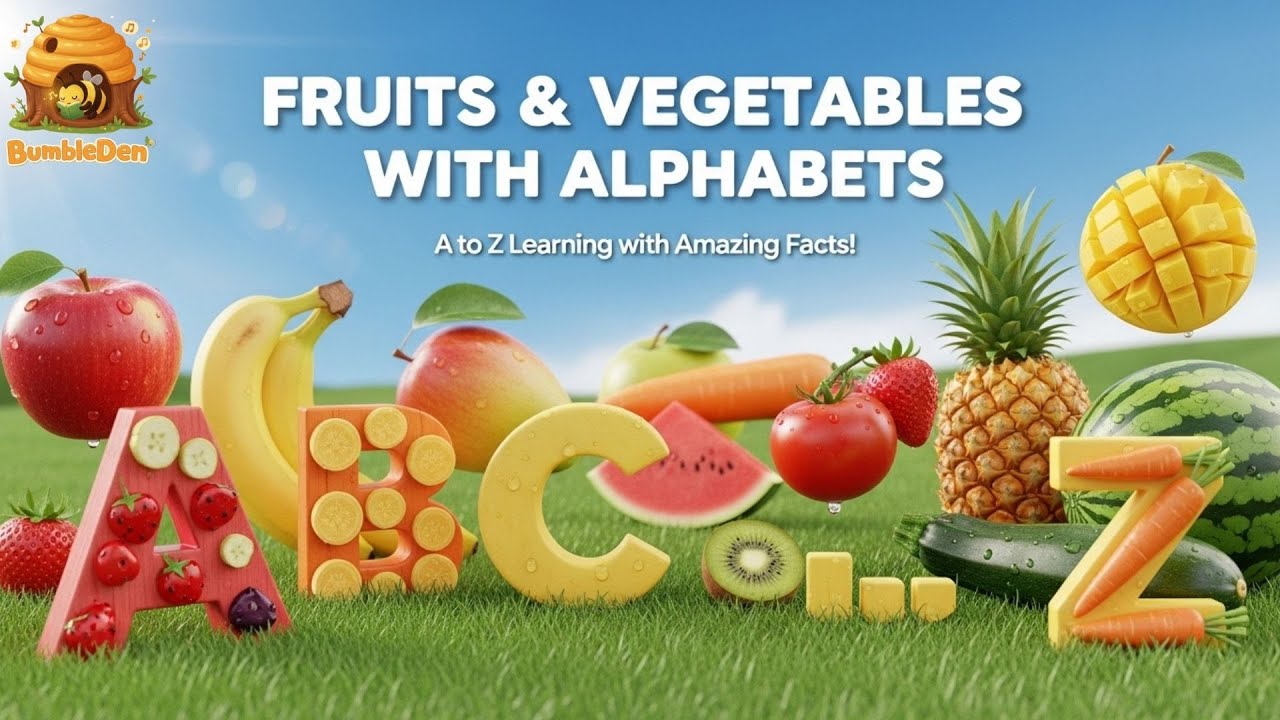 Fruits & Vegetables with Alphabets 🥦🍎 | A to Z Learning for Kids ...