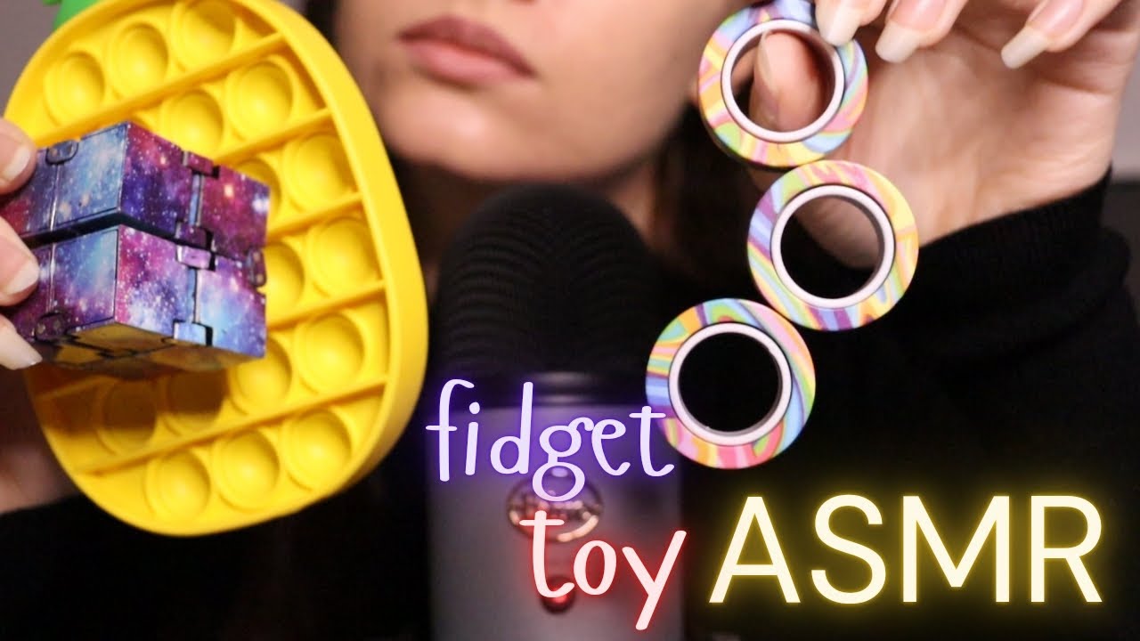 FIDGET TOY ASMR lots of clicky sounds, pressing buttons, magic cube (no ...