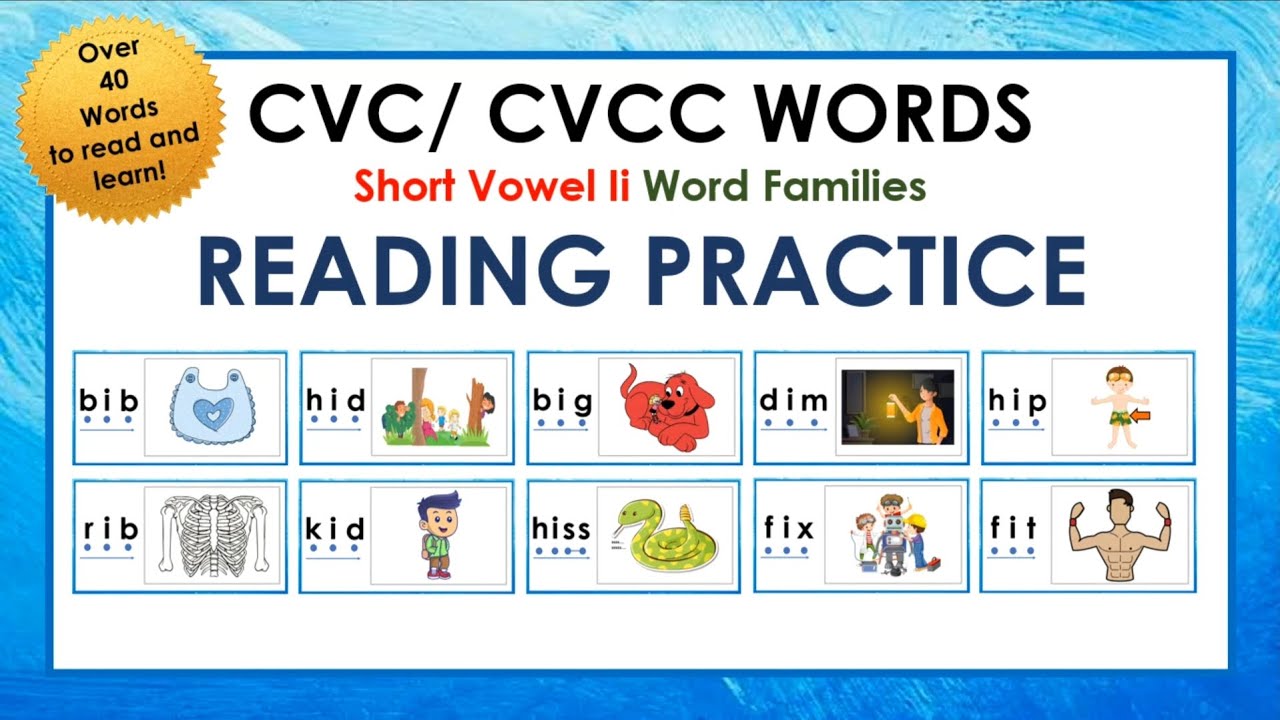 Reading CVC words for Kindergarten and Grade 1 (Short Vowel Ii Word ...