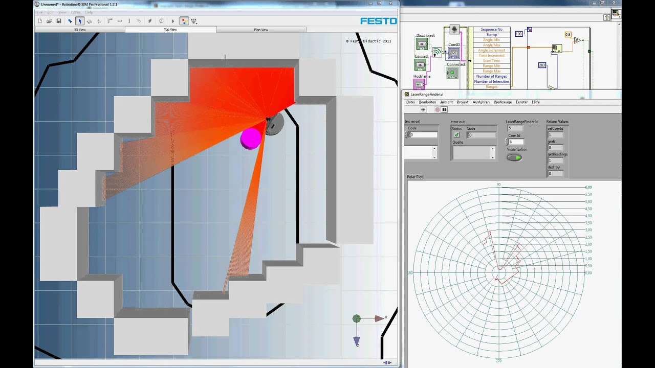 robotino labview rangefinder - YouTube