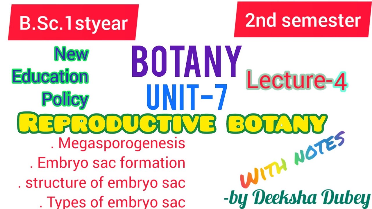 Megasporogenesis, types of embryo sac and structure of embryo sac, BSc ...