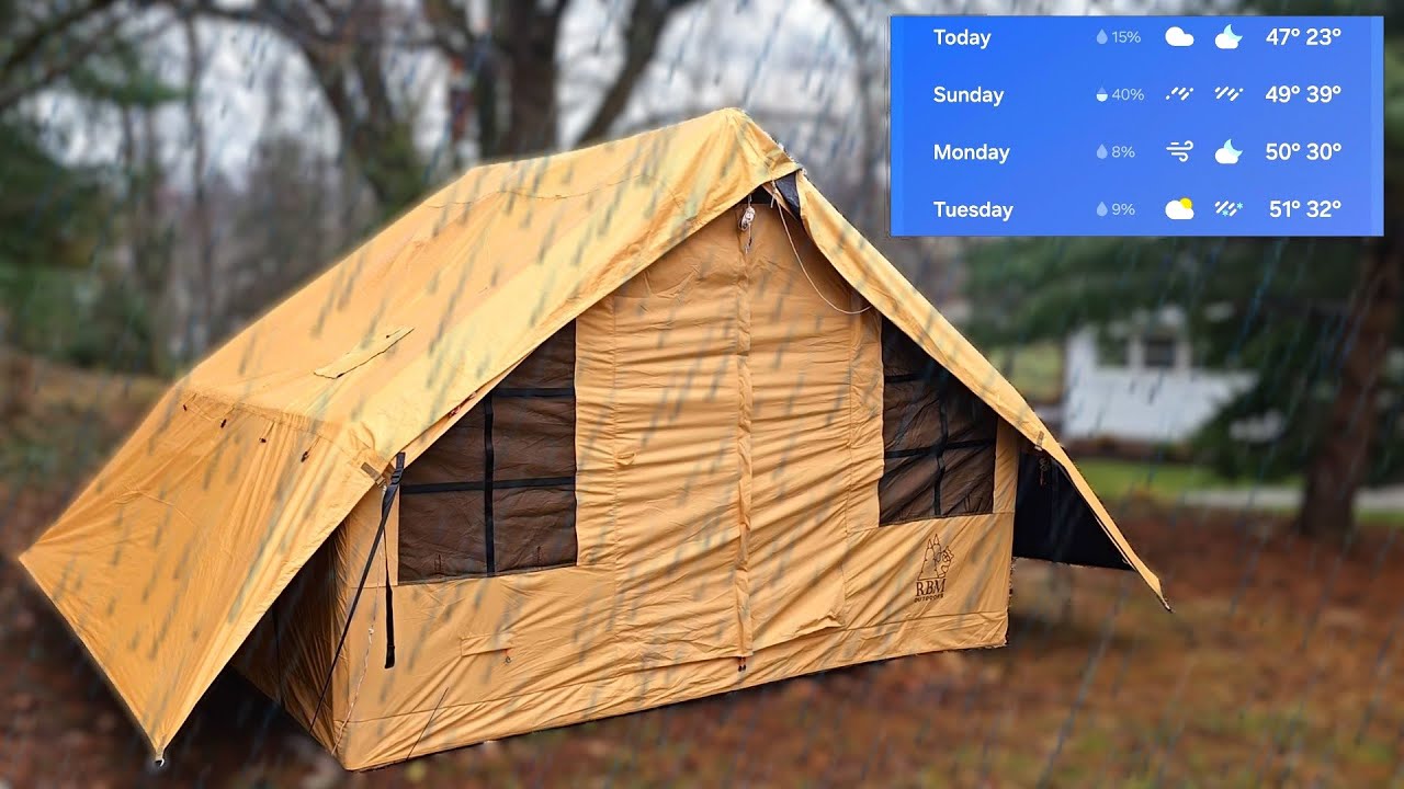 INFLATABLE TENT WEATHER TESTING Wind Rain Cold Panda Air Medium Canvas ...