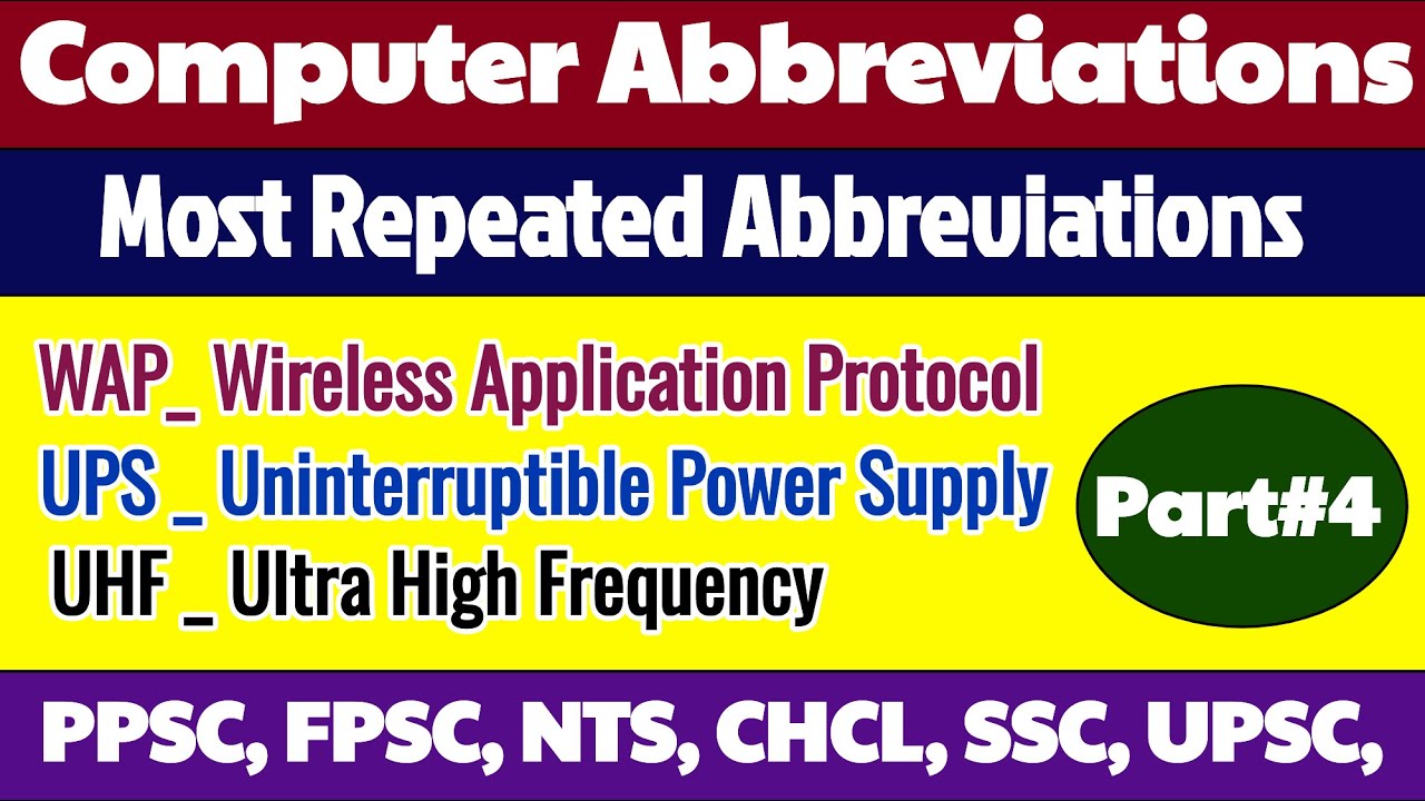 Most Repeated Computer Abbreviations MCQs | Computer MCQs PPSC FPSC ...
