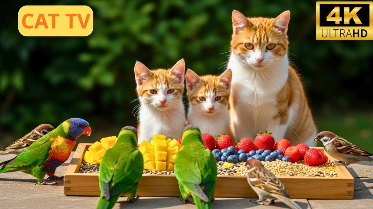 Cat TV for Cats to Watch🌿 Playful Forest Birds and a Surprised Little ...
