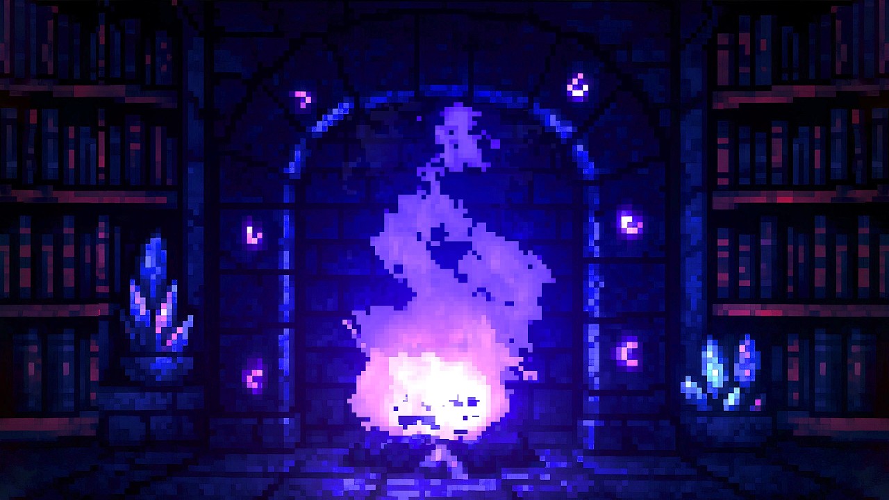🔥 Cozy Purple Pixel Fireplace (No Music) | 8 Hours of Crackling Fire ...