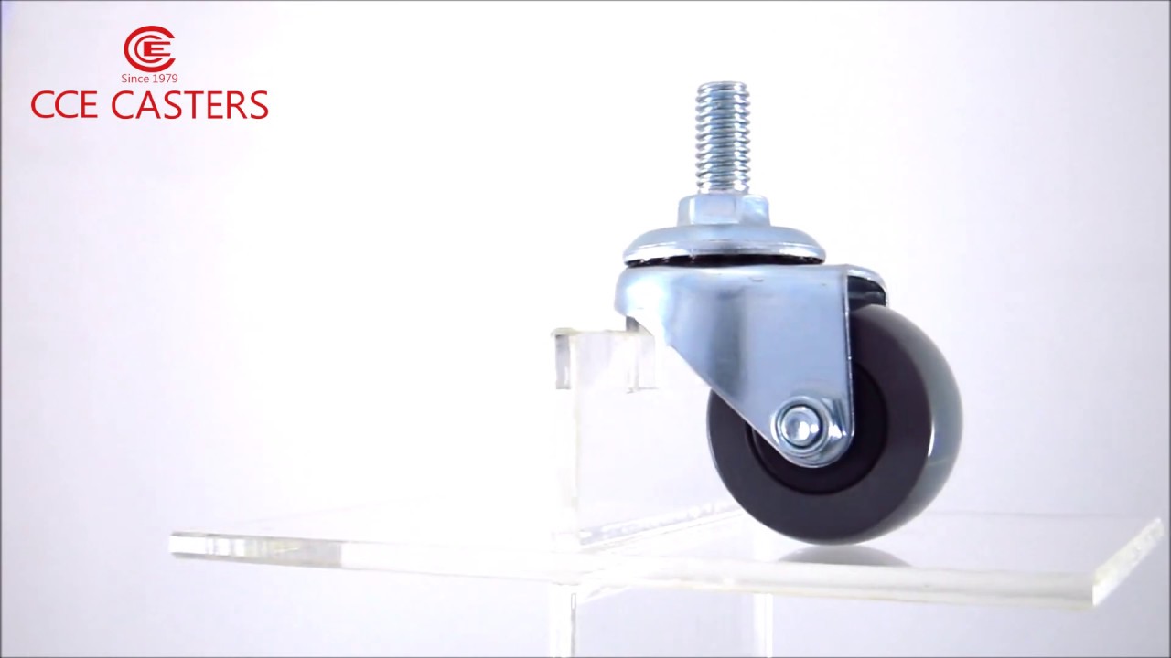 CCE CASTERS-1.5 Inch Threaded Stem Rubber Caster Wheel - YouTube