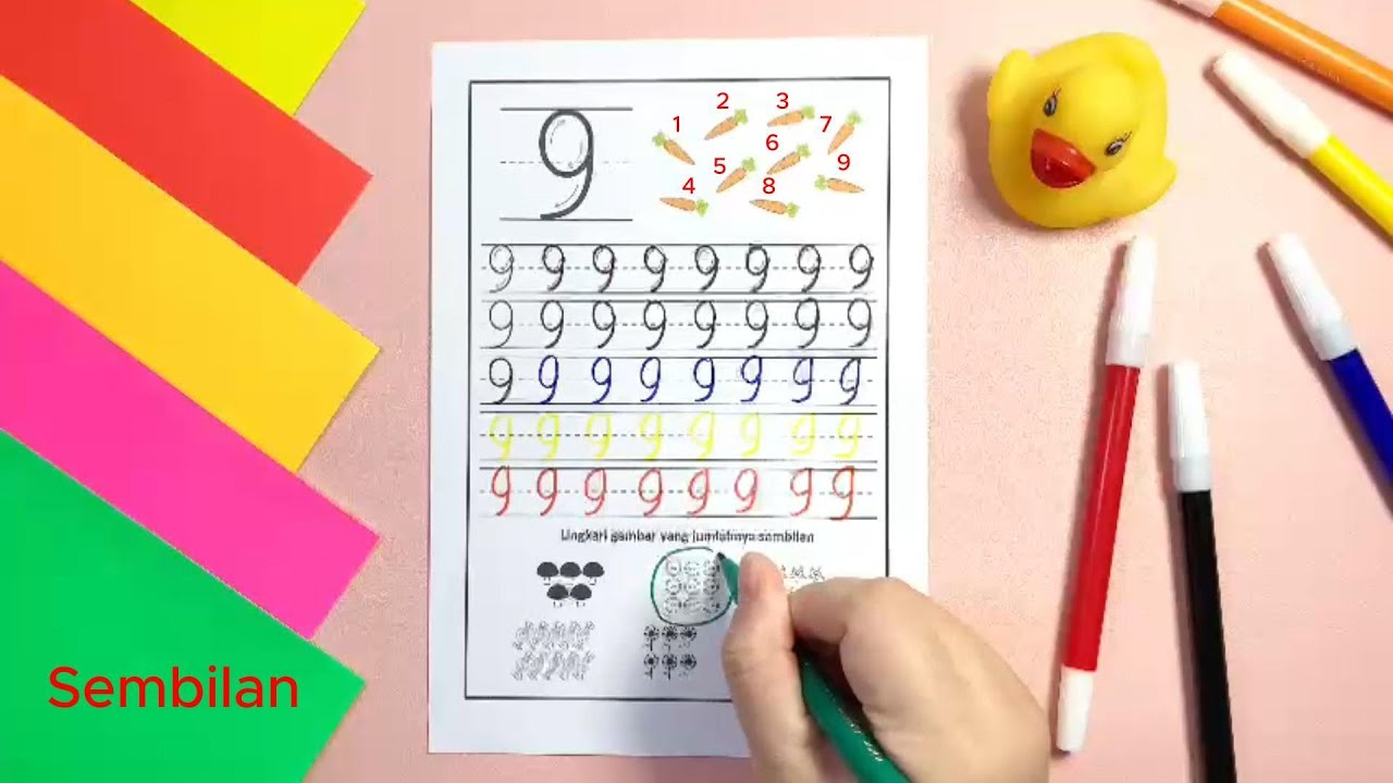 Learning videos for toddlers - Belajar menulis Angka 9 #markerpen # ...