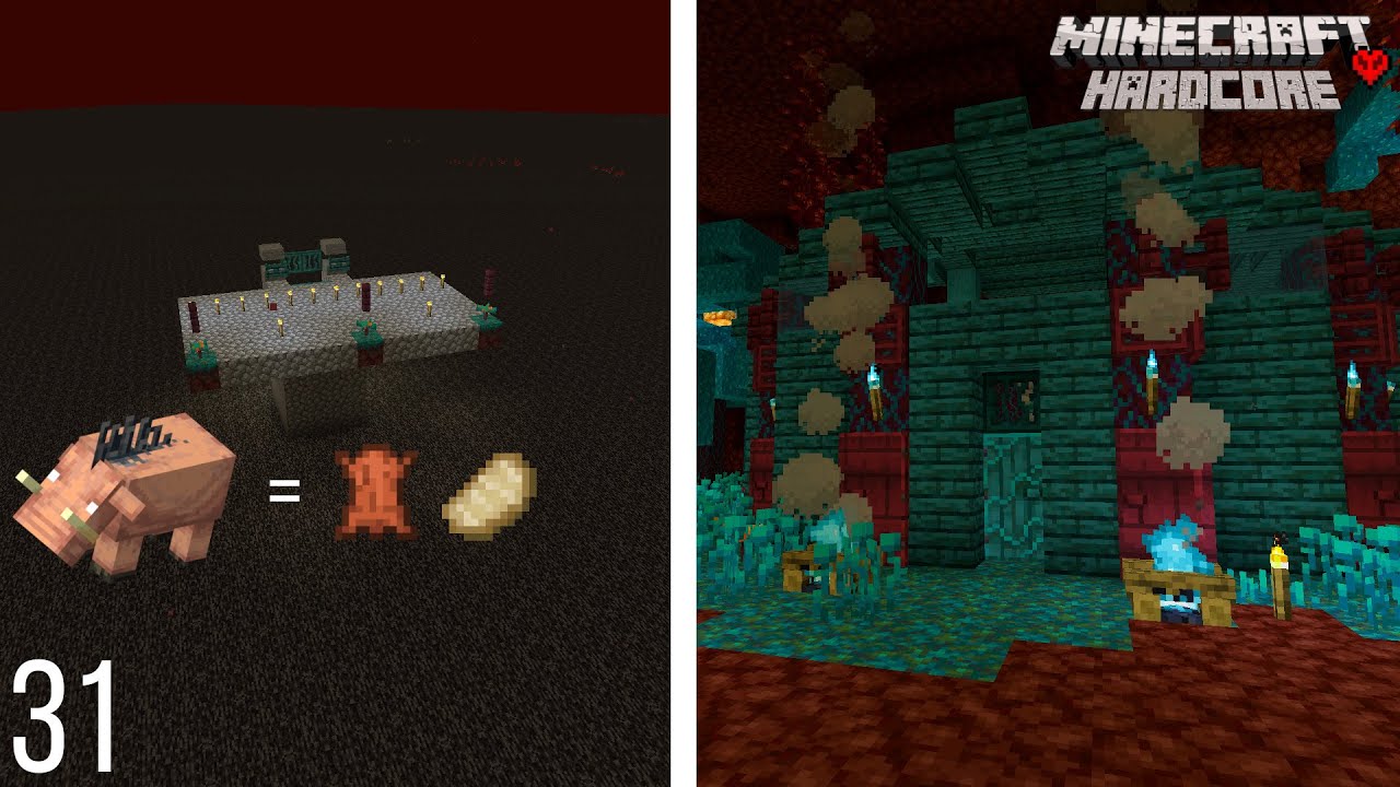 "FIRST NETHER BASE AND FARM" Minecraft Hardcore Nether Ep31 - YouTube