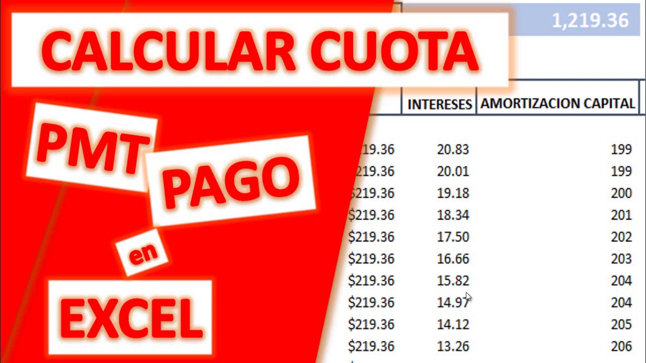 Como calcular la CUOTA de un préstamo en excel (PMT - PAGO) - YouTube