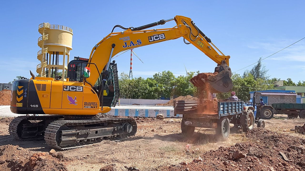 JCB 145 NXT Excavator Big Square Underground dig and Loading Swaraj 735XM Tractor | jcb and ...