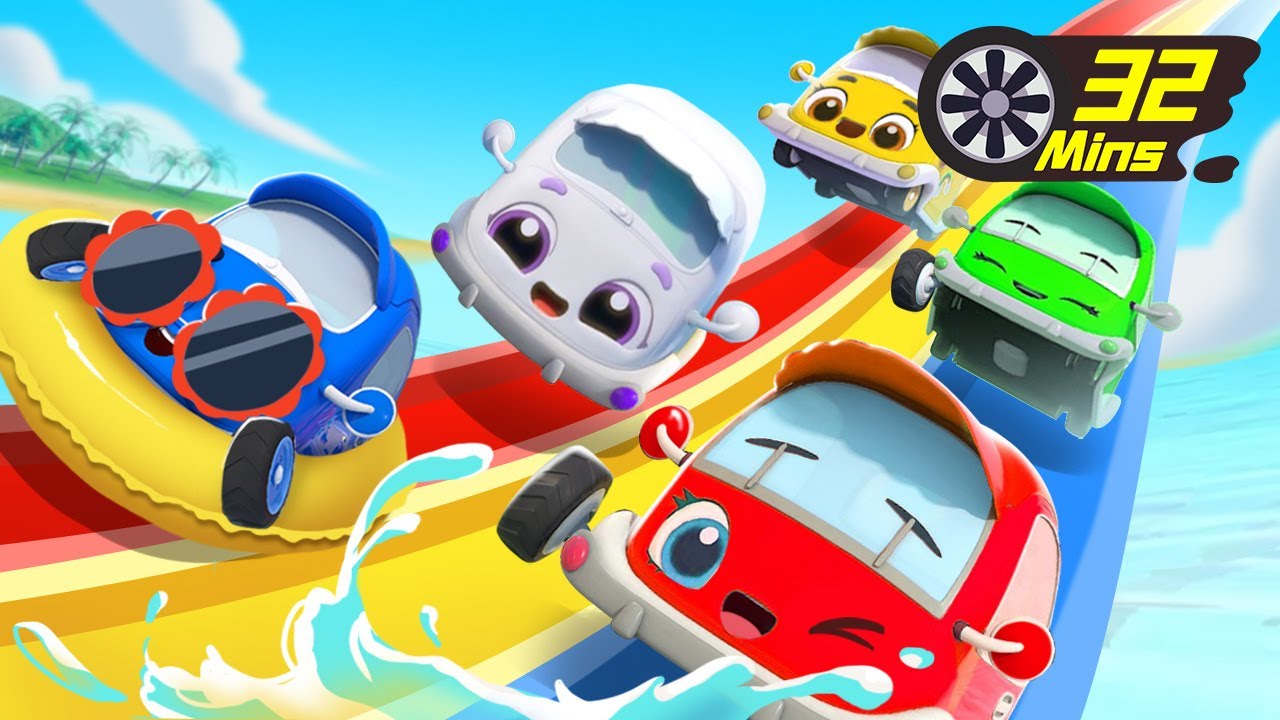 Five Little Cars Go Swimming | Learn Colors | Funny Kids Songs ...