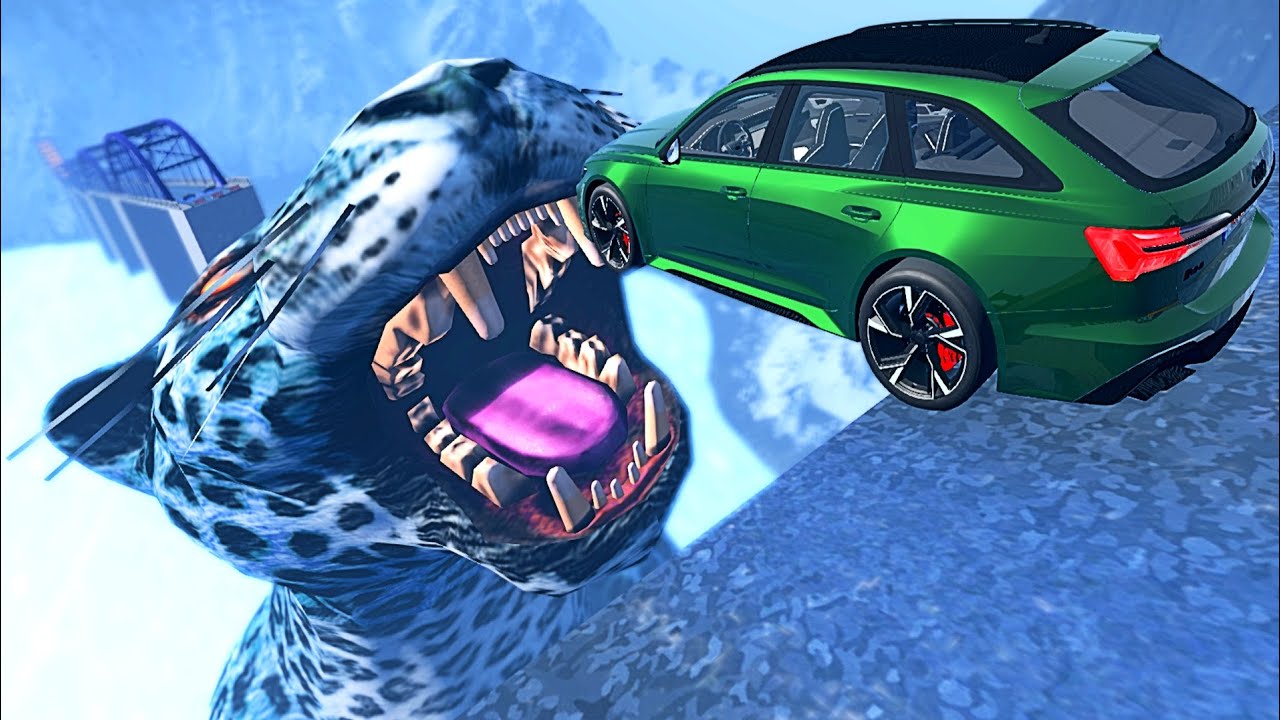 Open Bridge Crashes over Snow Leopard - BeamNG.drive - YouTube