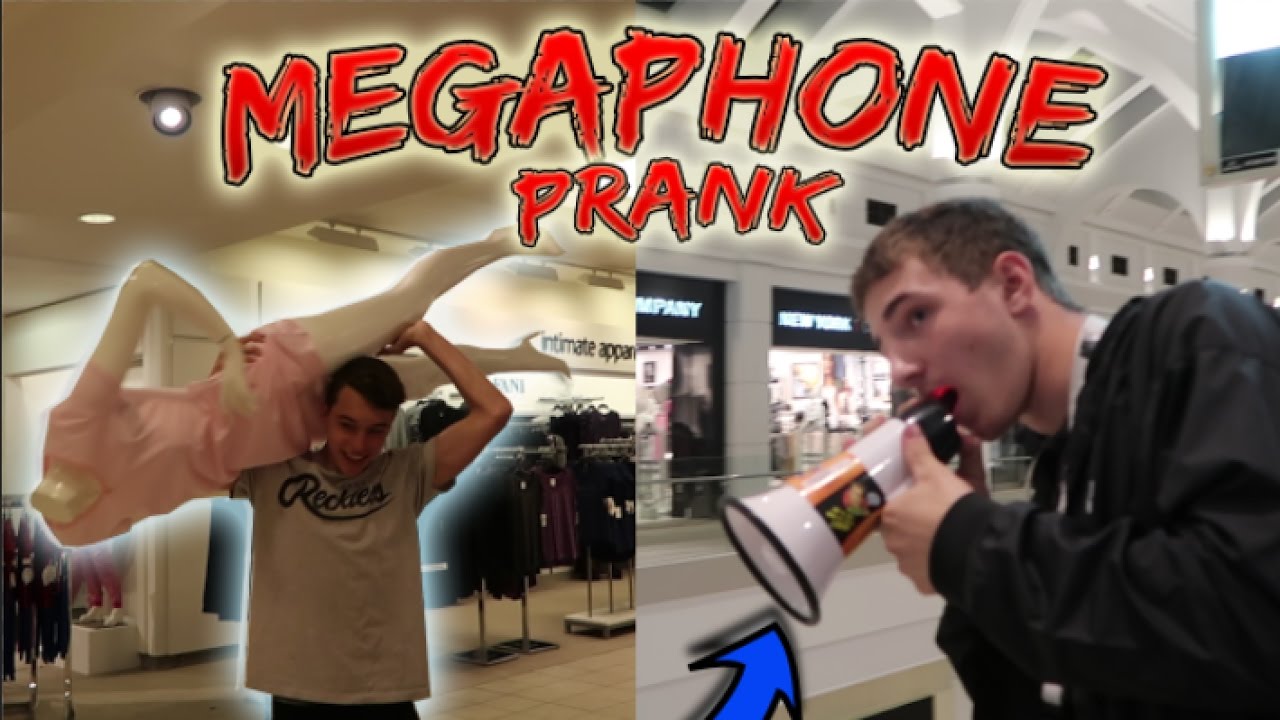 MEGAPHONE IN THE MALL PRANK! (GONE WRONG) - YouTube