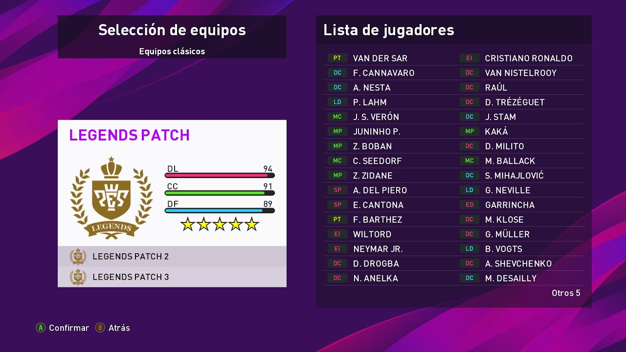 LEGENDS PATCH TEAM PREVIEW PES 2020 PC - YouTube