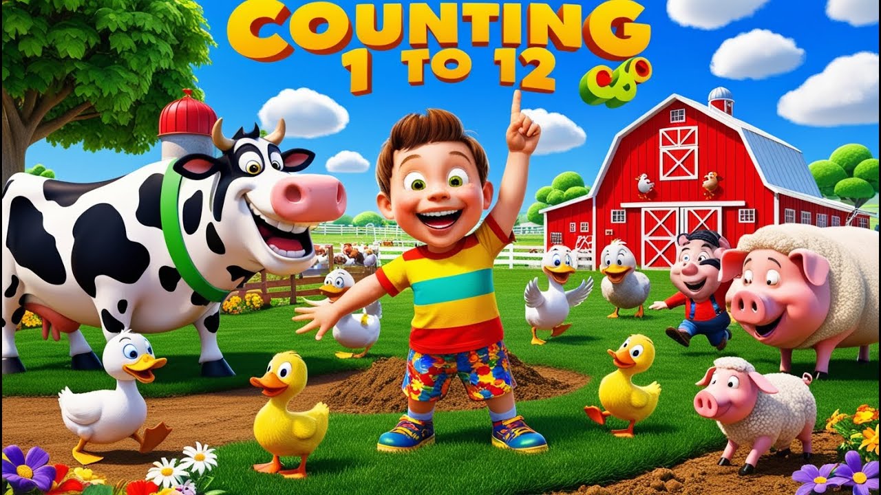 Count to 12 with Farm Animals! 🎶 Fun & Cute Kids Song - YouTube