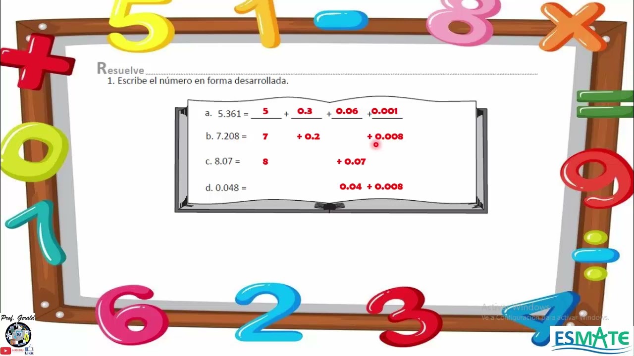 2.2 NUMEROS DECIMALES EN FORMA DESARROLLADA 5º GRADO CUADERNILLO - YouTube