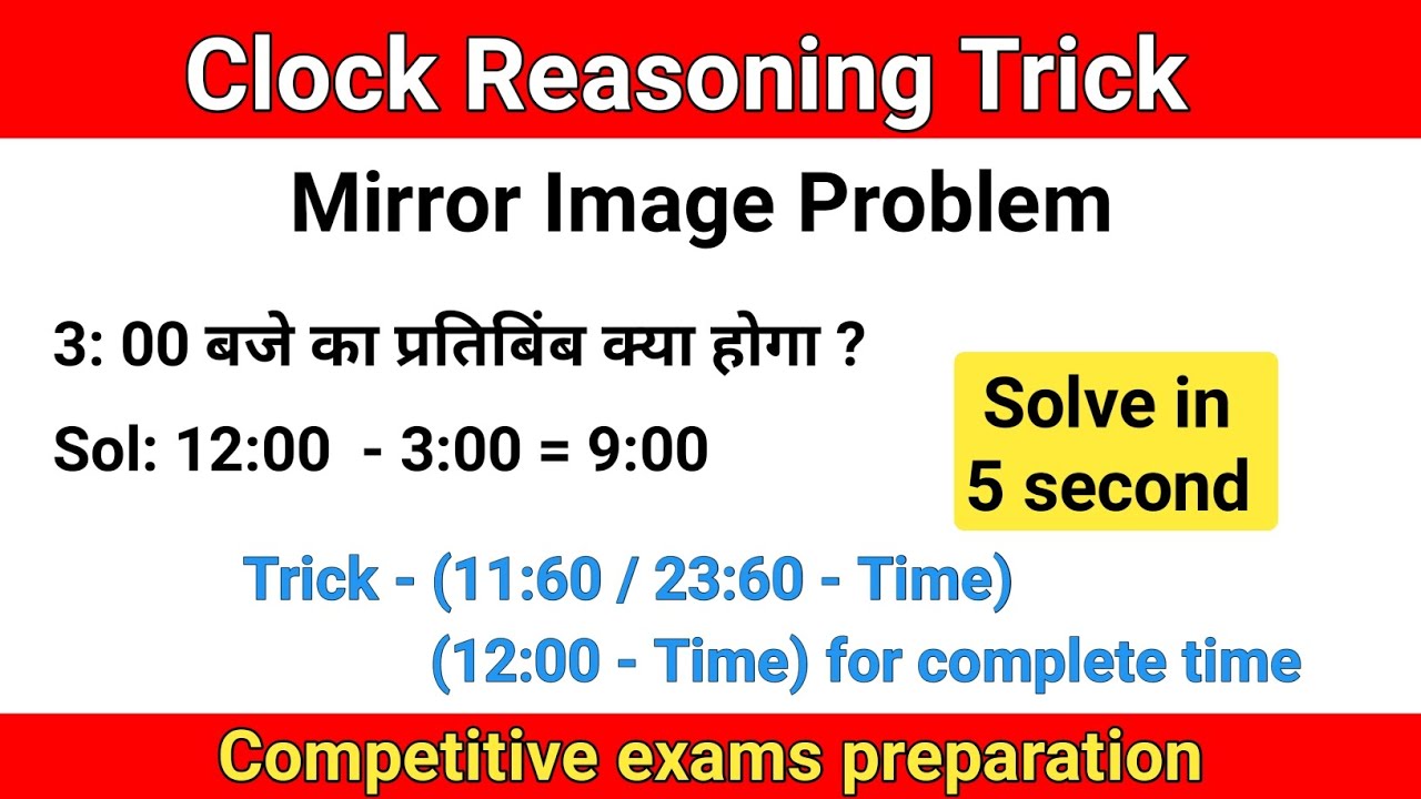 Clock Related Questions | mirror image trick | mirror reasoning trick ...