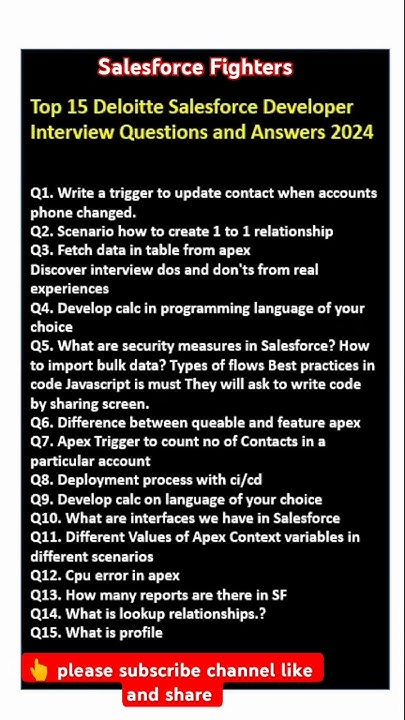 Deloitte Salesforce Developer interview questions and answers #salesforcefighters - YouTube
