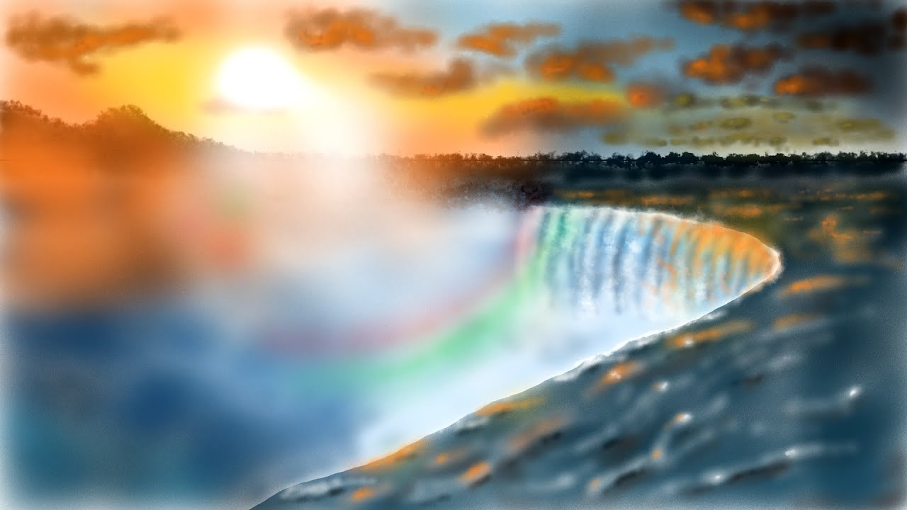 How to paint a waterfall TUTORIAL step by step - YouTube