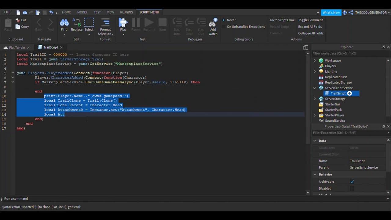 How to make a Trail - with Gamepass in ROBLOX Studio! | Roblox Scripting Tutorial | - YouTube