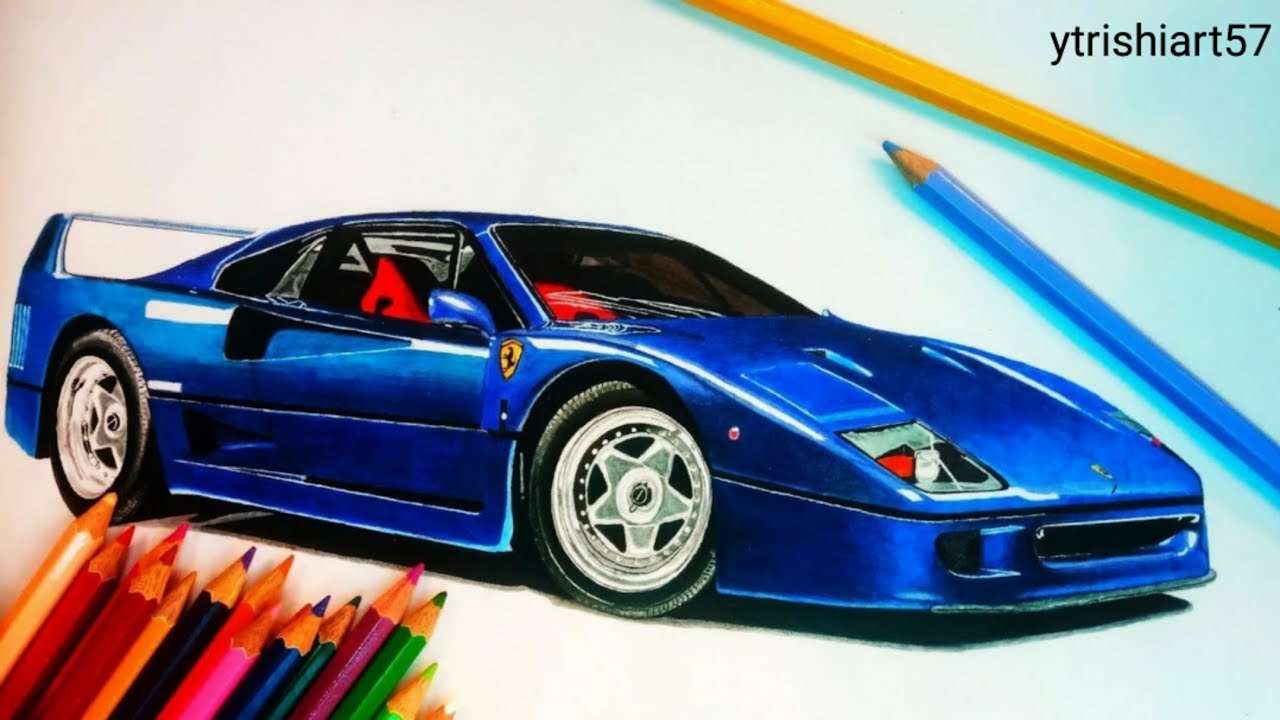 "Easy Ferrari Drawing Step🙂-( rielistic Ferrari F8 drawing time leps ...