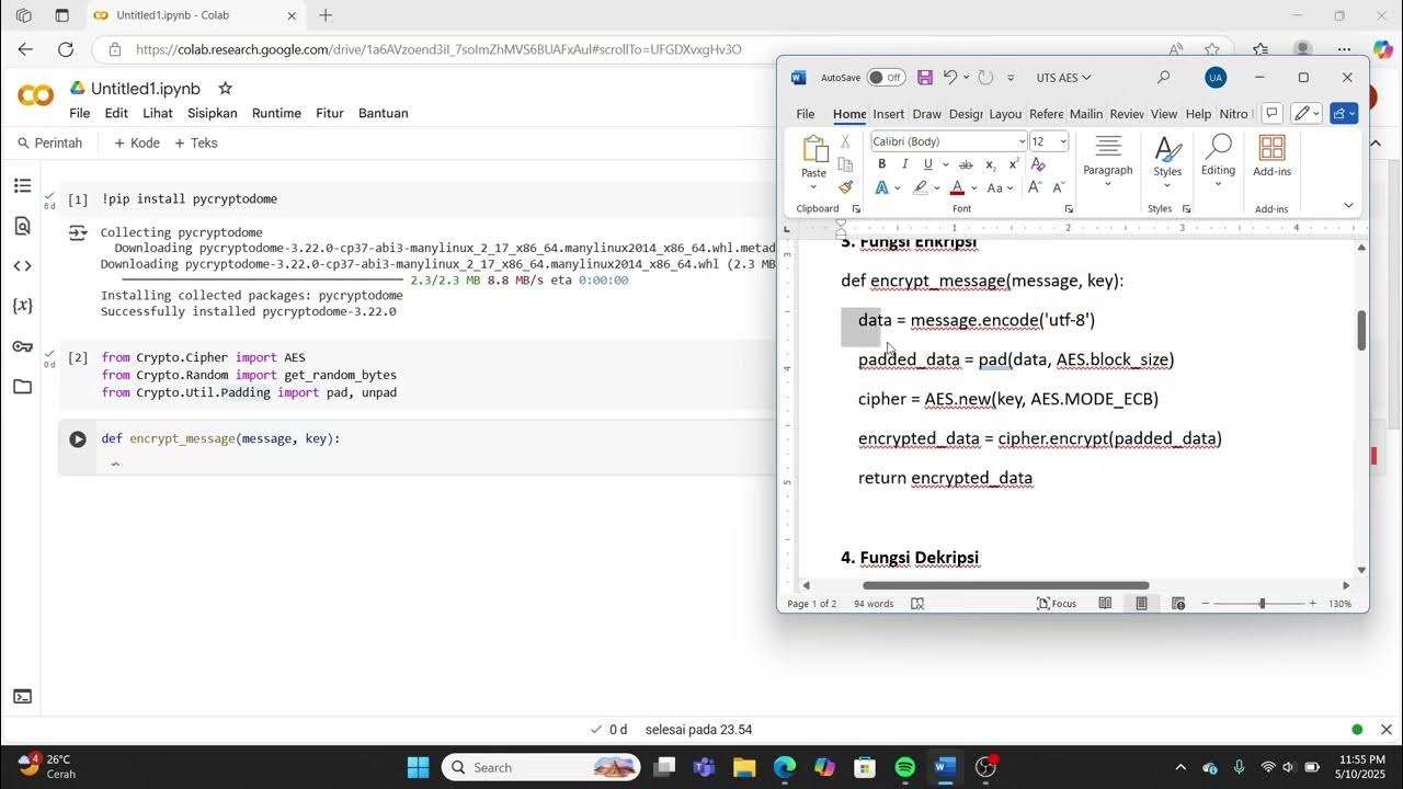 Implementasi Algoritma Advanced Encryption Standard (AES) Dengan Google Colab - YouTube