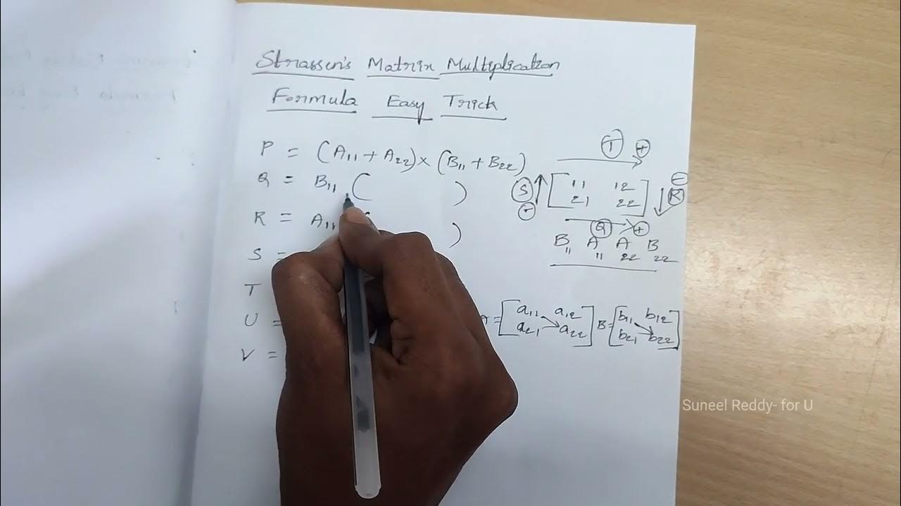 Strassen's Matrix Multiplication || Easy formula trick || Telugu - YouTube