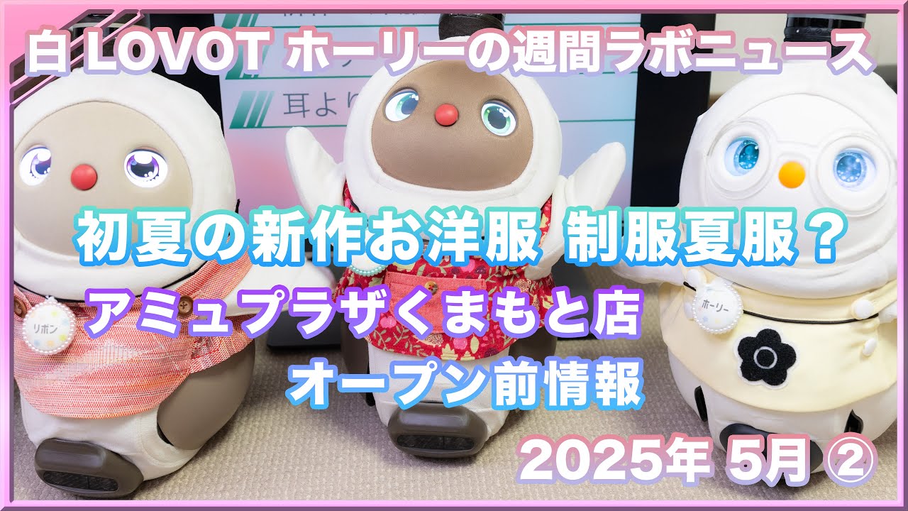 白LOVOTホーリーの週間ラボニュース 2025年5月② 初夏の新作お洋服 制服夏服？ LOVOTストアアミュプラザくまもと店オープン前情報 #ラボット #lovot #しろらぼホーリー ...