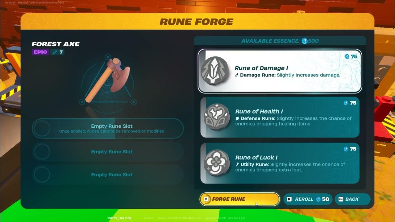 How to upgrade weapons in LEGO Fortnite - Forge a Rune onto an item ...
